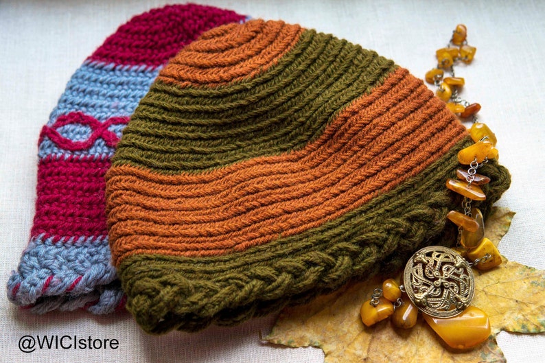 Nalbinding viking hat with braided edge made to order. | Etsy