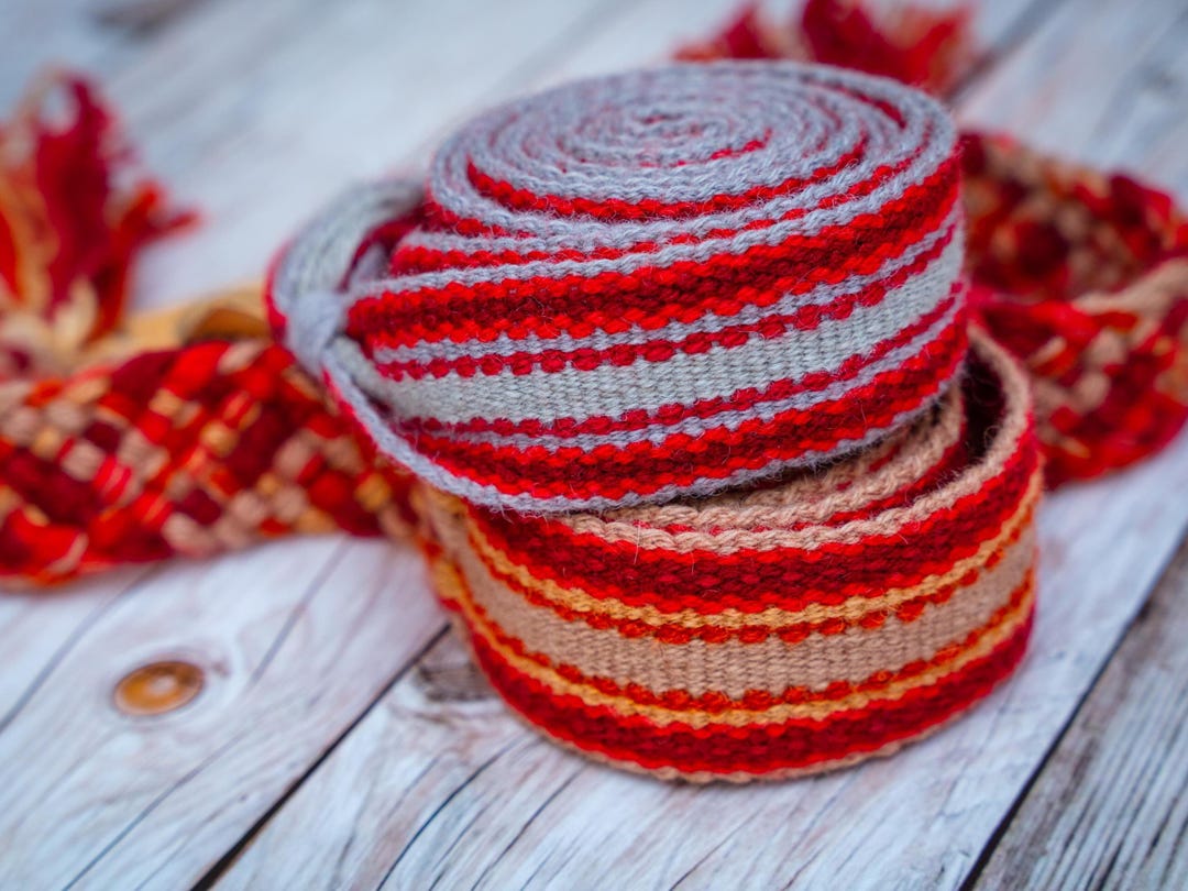 Handwoven Wool Belt in Red & White for Viking, Slavic, Celtic ...