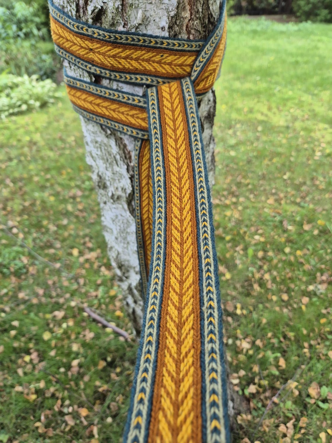 Wide Tablet Woven Wool Belt: Green Brown Folk Boho Sash - Etsy