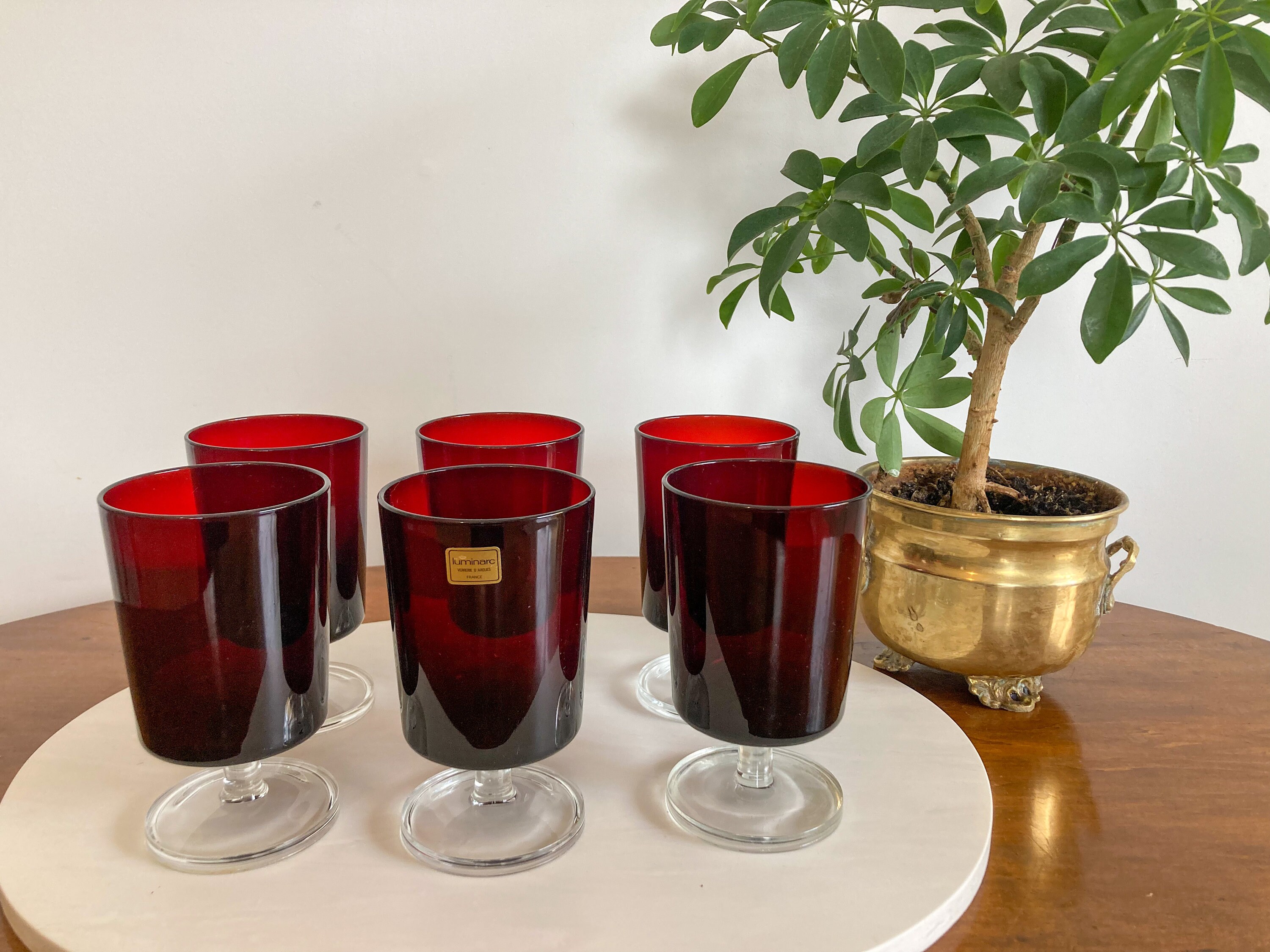 Set of 6 Large 8oz Luminarc Ruby Red Glasses Made in France - Etsy