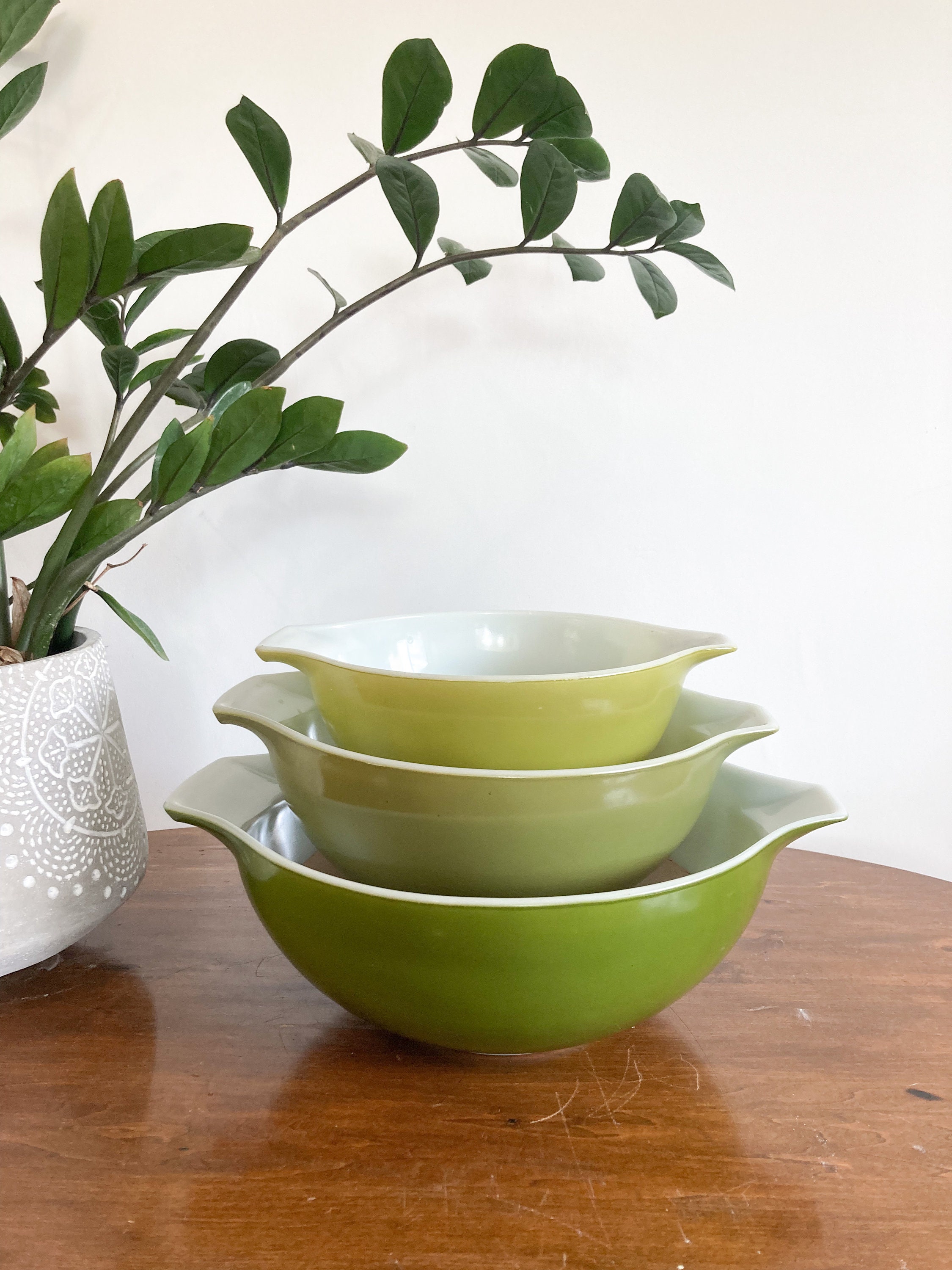 Vintage Pyrex Verde Nesting Bowls Cinderella Mixing Bowls Set of 3 ...