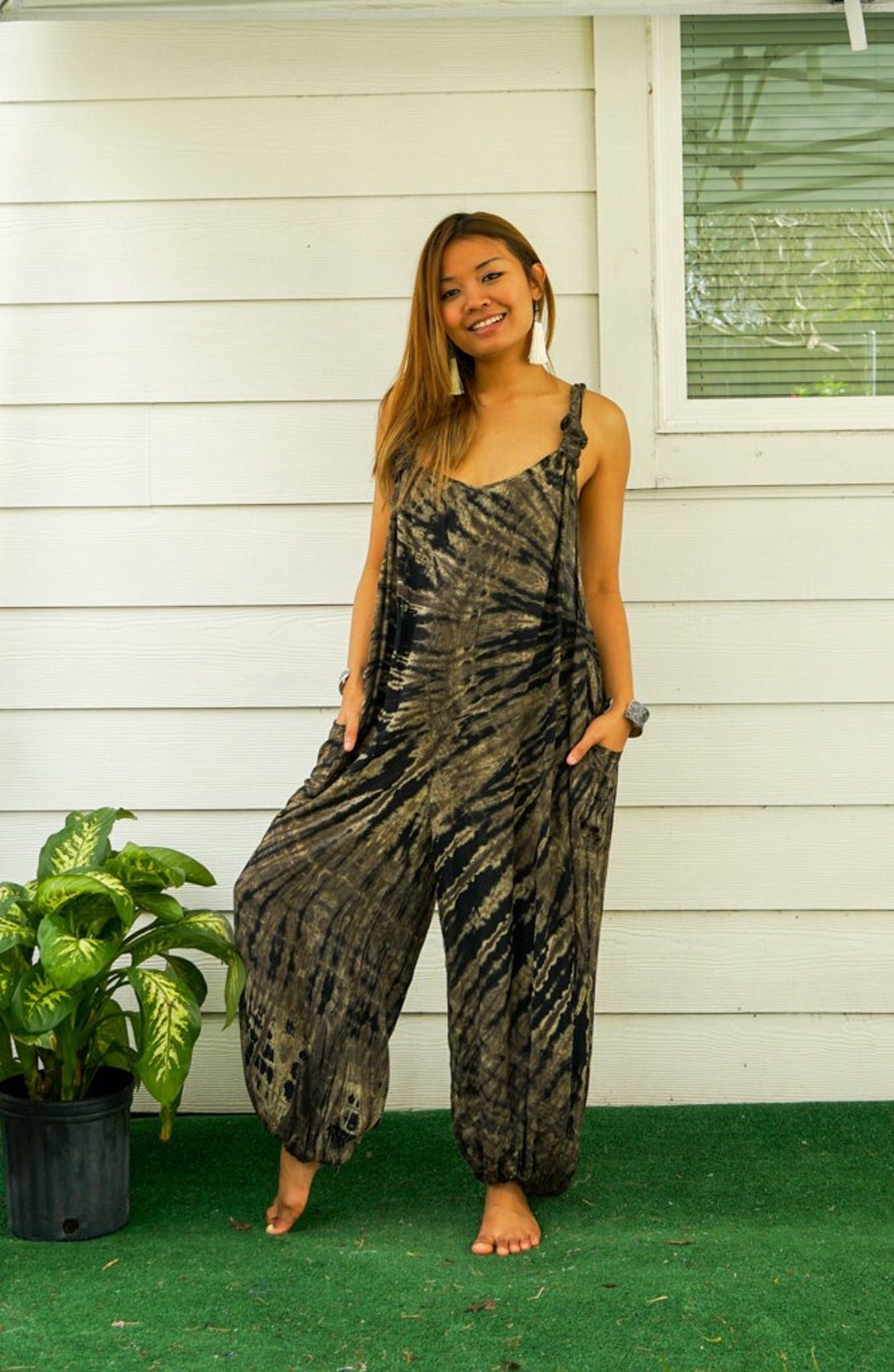 Earthbound Hand Dyed Dungarees Overalls Jumpsuit, Tie Dye Romper ...