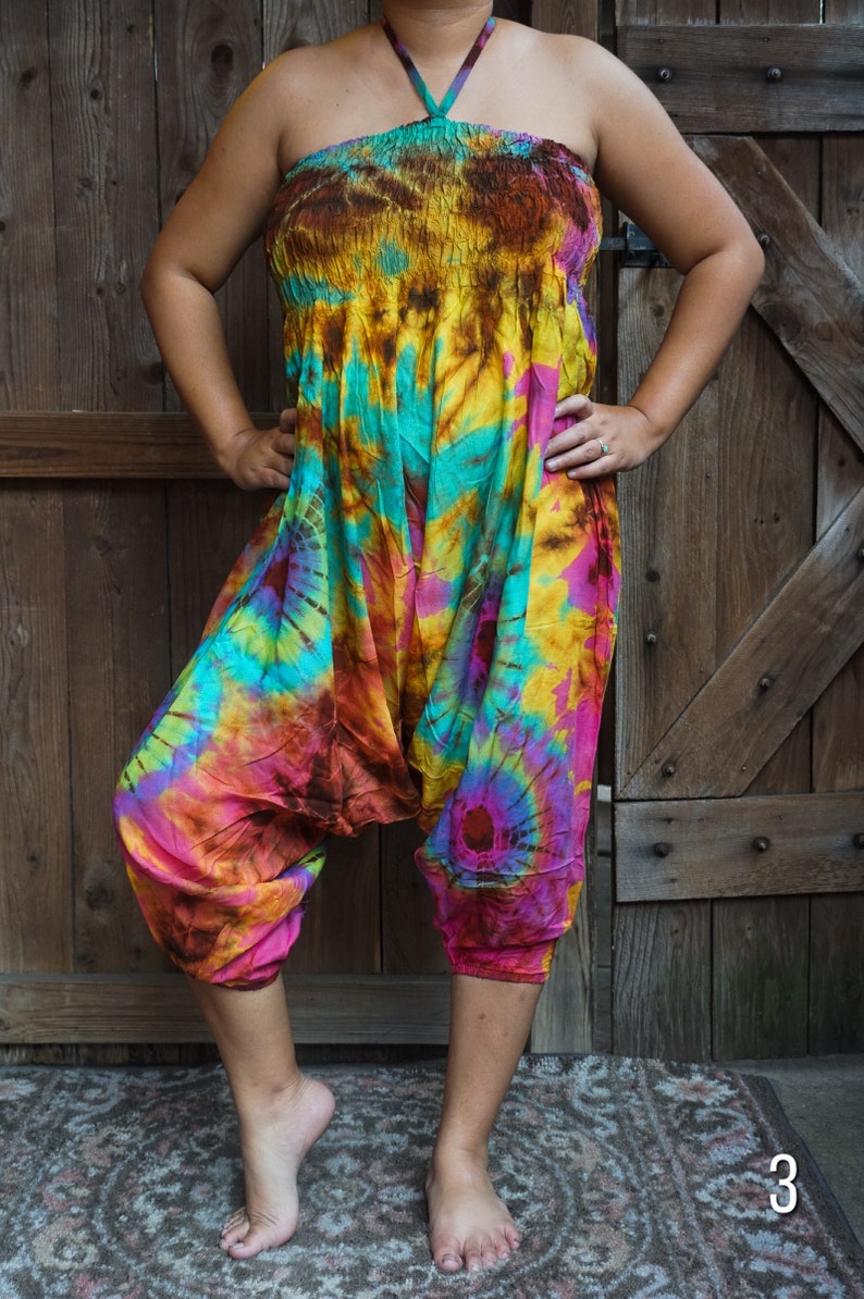 Tie Dye Hippie Jumpsuit Harem Jumpsuit Festival Clothing Etsy