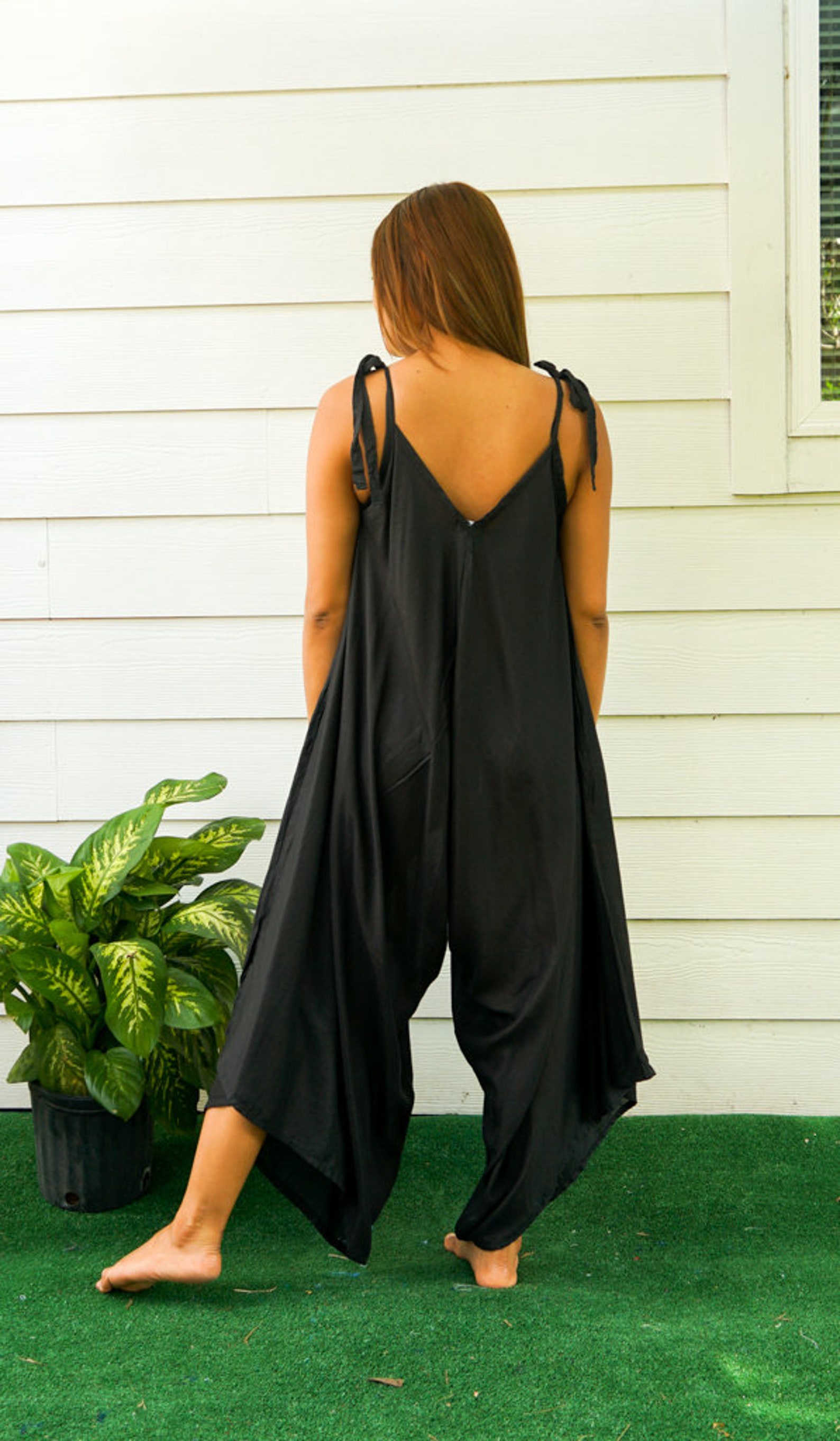 Boho Yoga Jumpsuit Rompers Pants With Pockets Wide Leg - Etsy