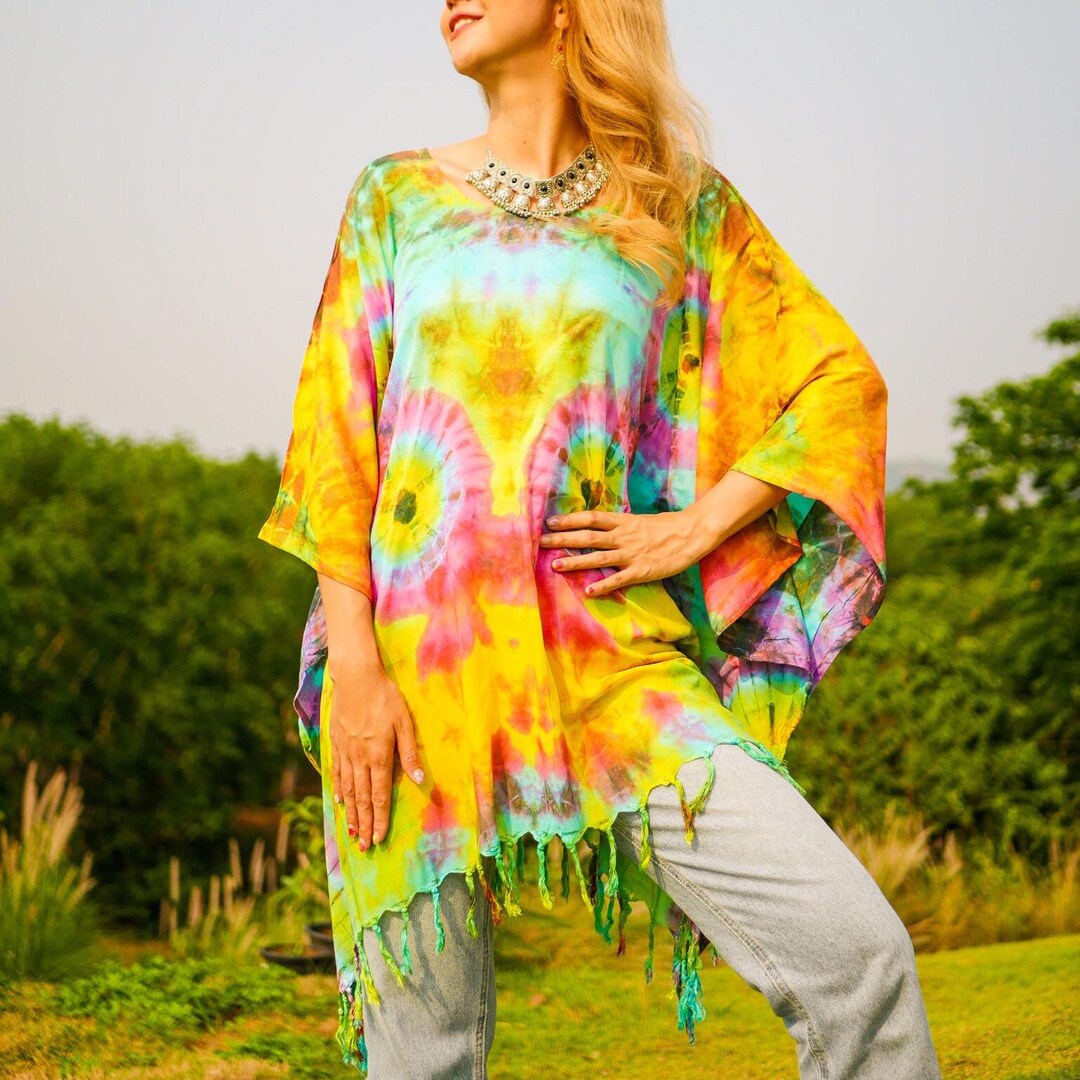 Hippie Sunset | Hand Dyed Tunic, Boho Kaftan Blouse , Hippie Oversize ...