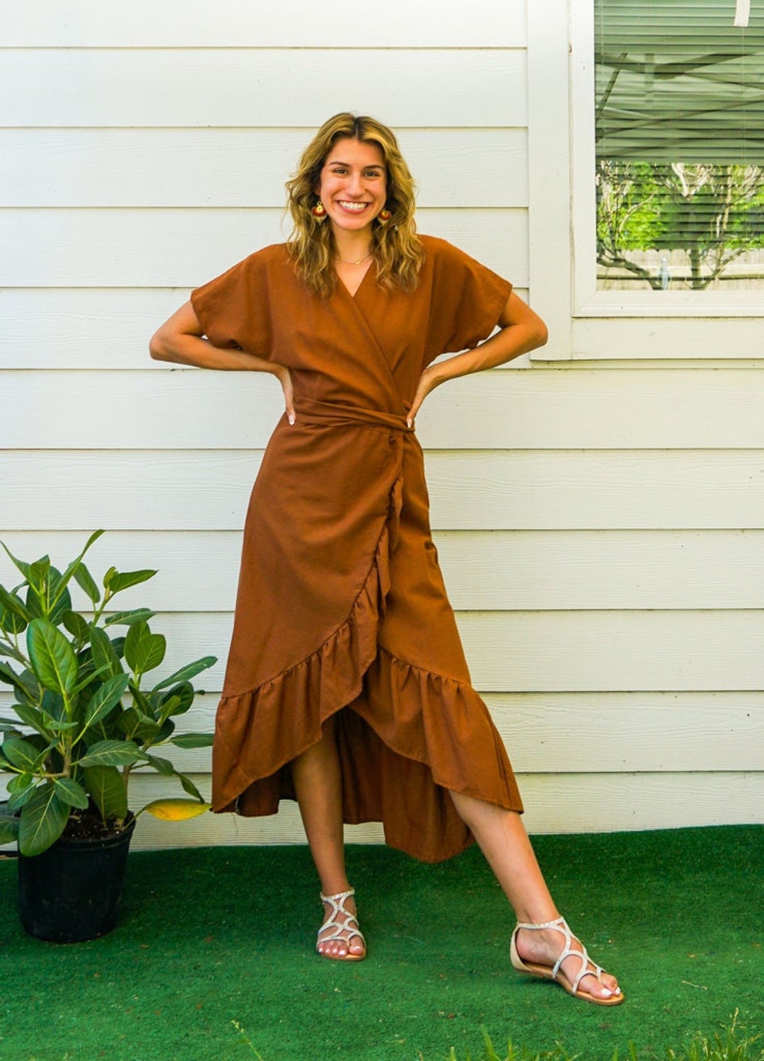 Natural Cotton Wrap Dress / Boho Dress / Organic Cotton Dress - Etsy