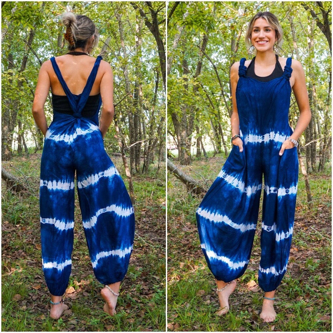 Ocean Waves | Hand Dyed Shibori Dungarees Overalls Jumpsuit, Tie Dye ...