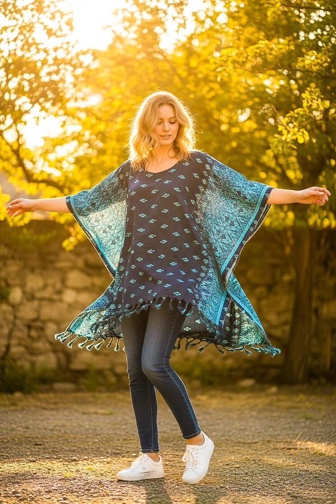 Batik Boho Kaftan Tunic Blouse , Oversize Tops, Beachwear, Boho ...