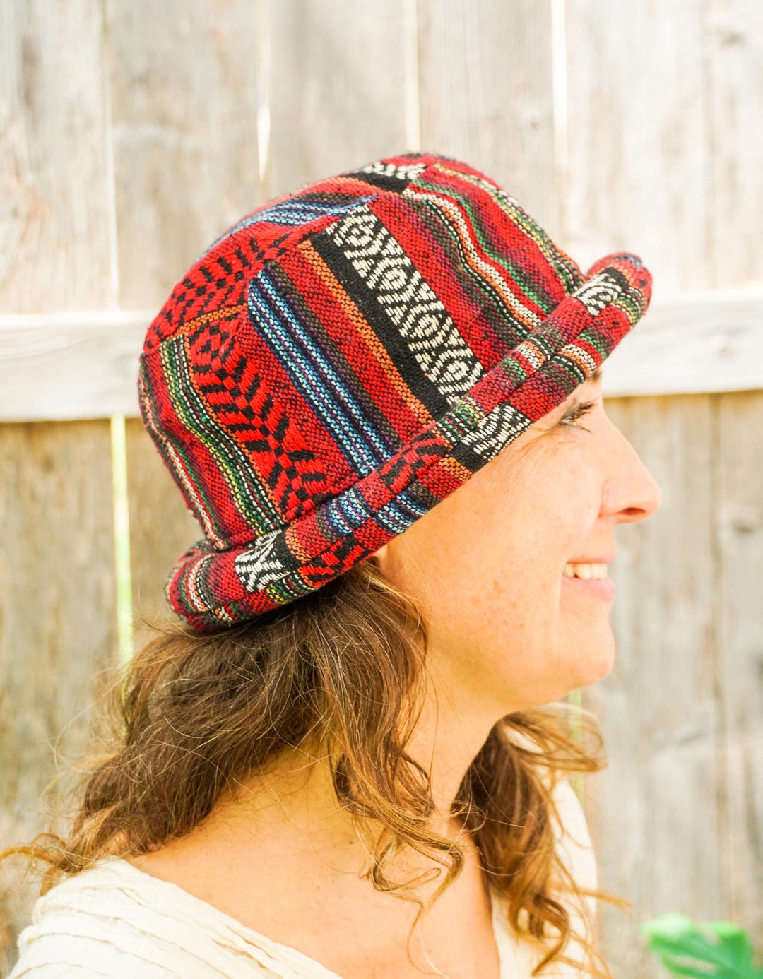 Nomad Handwoven Cotton Bucket Hat | Boho Festival Hat | Tribal Print ...