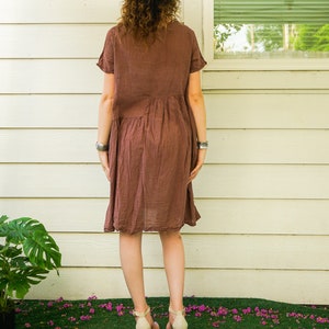Muted Pink Raw Natural Crinkled Cotton Midi Dress With Pockets, Boho ...