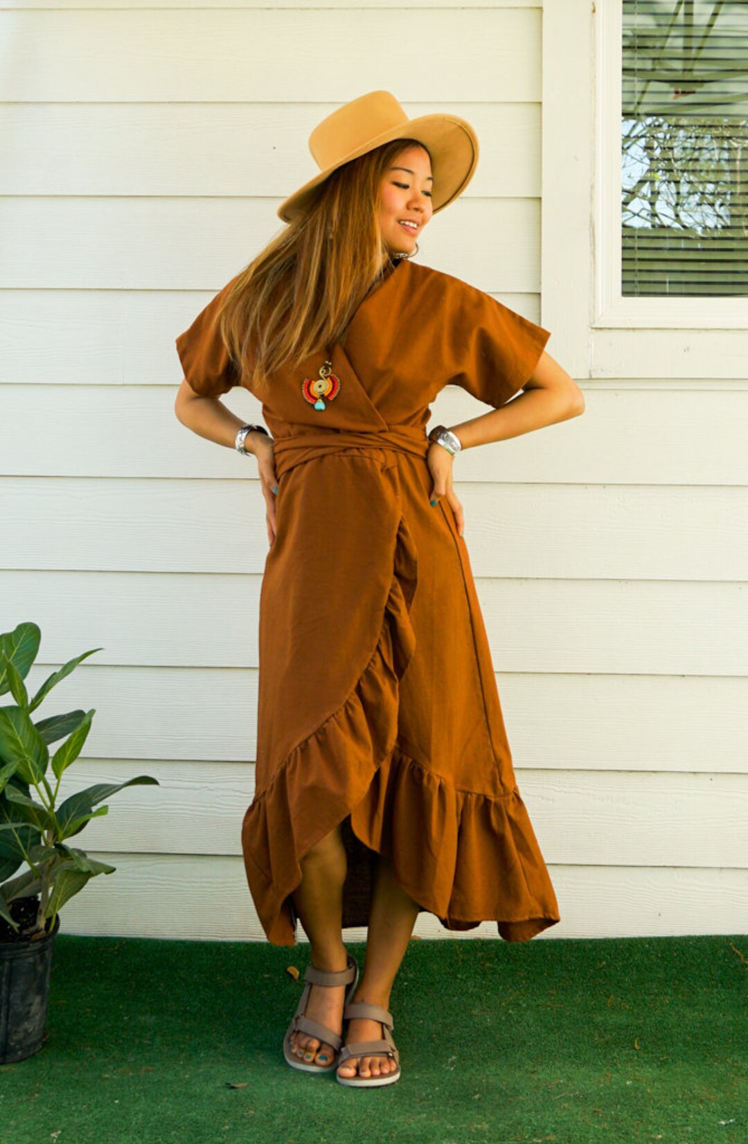 Natural Cotton Wrap Dress / Boho Dress / Organic Cotton Dress - Etsy