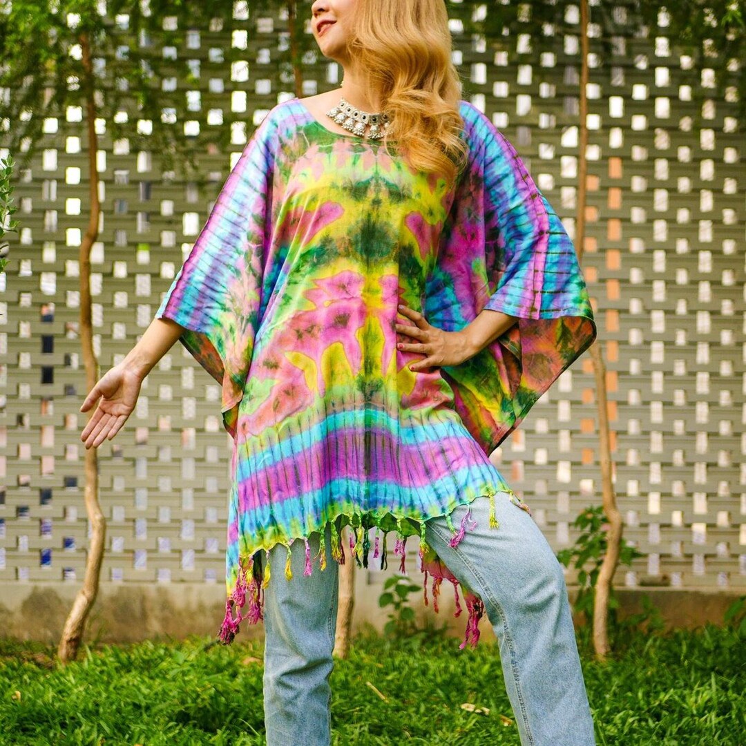 Barefoot Rainbow | Hand Dyed Tunic, Boho Kaftan Blouse , Hippie ...