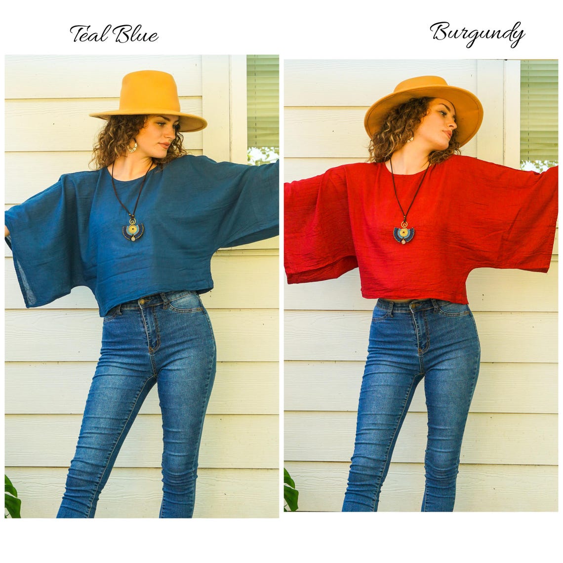 Raw Natural Cotton Gauzed Crop Top, Summer Kimono Blouse, Loose Fit ...