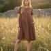 Muted Pink Raw Natural Crinkled Cotton Midi Dress With Pockets, Boho ...