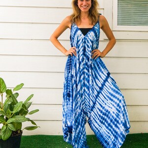 Shibori Indigo Hand Dyed Boho Jumpsuits Rompers Pants, Hippie Jumpsuit ...