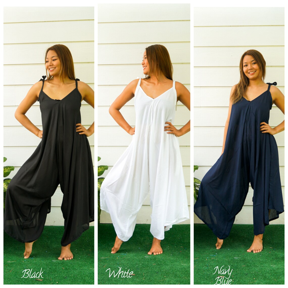 Boho Yoga Jumpsuit Rompers Pants With Pockets, Wide Leg Jumpsuit ...