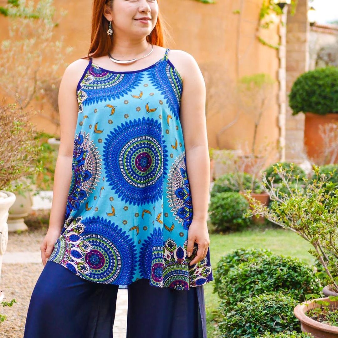 Ocean Breeze Boho Tank Top, Boho Blouse Tunic Top, Summer Tank Top ...