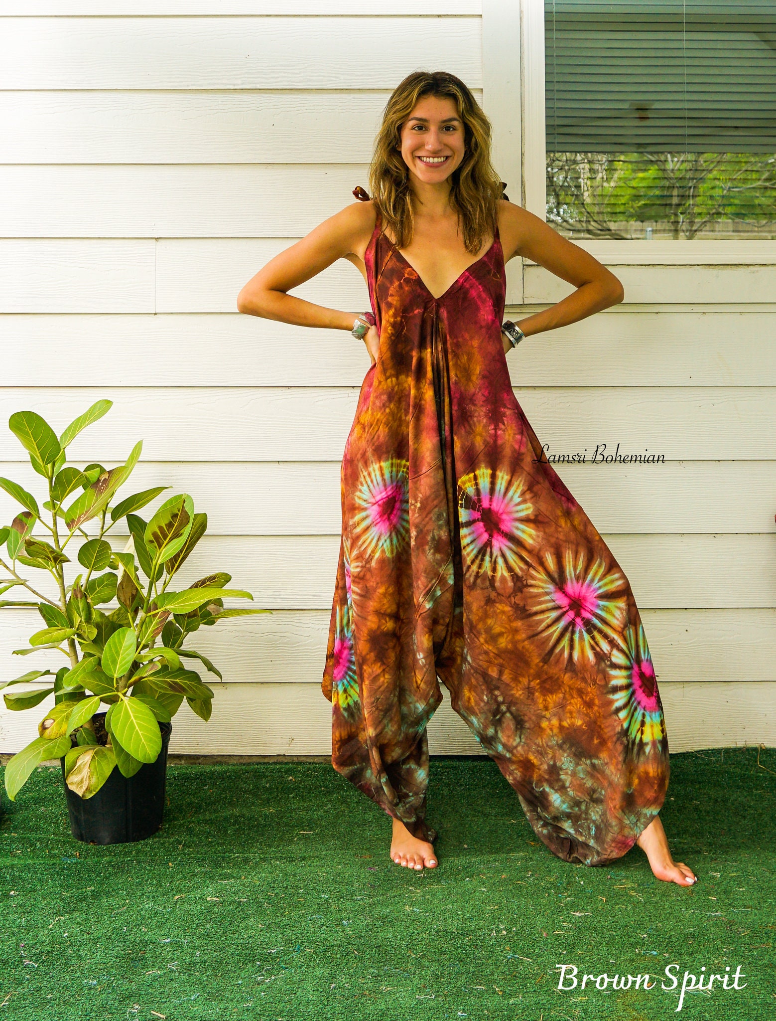 Bohemian Spirit | Hand Dyed Hippie Jumpsuit Rompers Pants, Boho Jumper ...