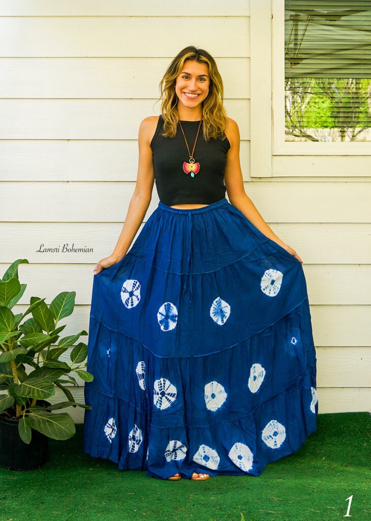 Shibori Indigo Hand Dyed Skirts, Boho Harem Skirts, Tie Dye Clothing ...