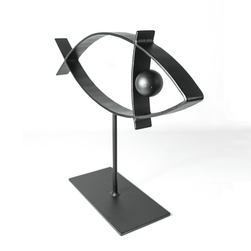 Metal Fish Sculpture, Minimalist Fish Decor, Contemporary Metal Art ...