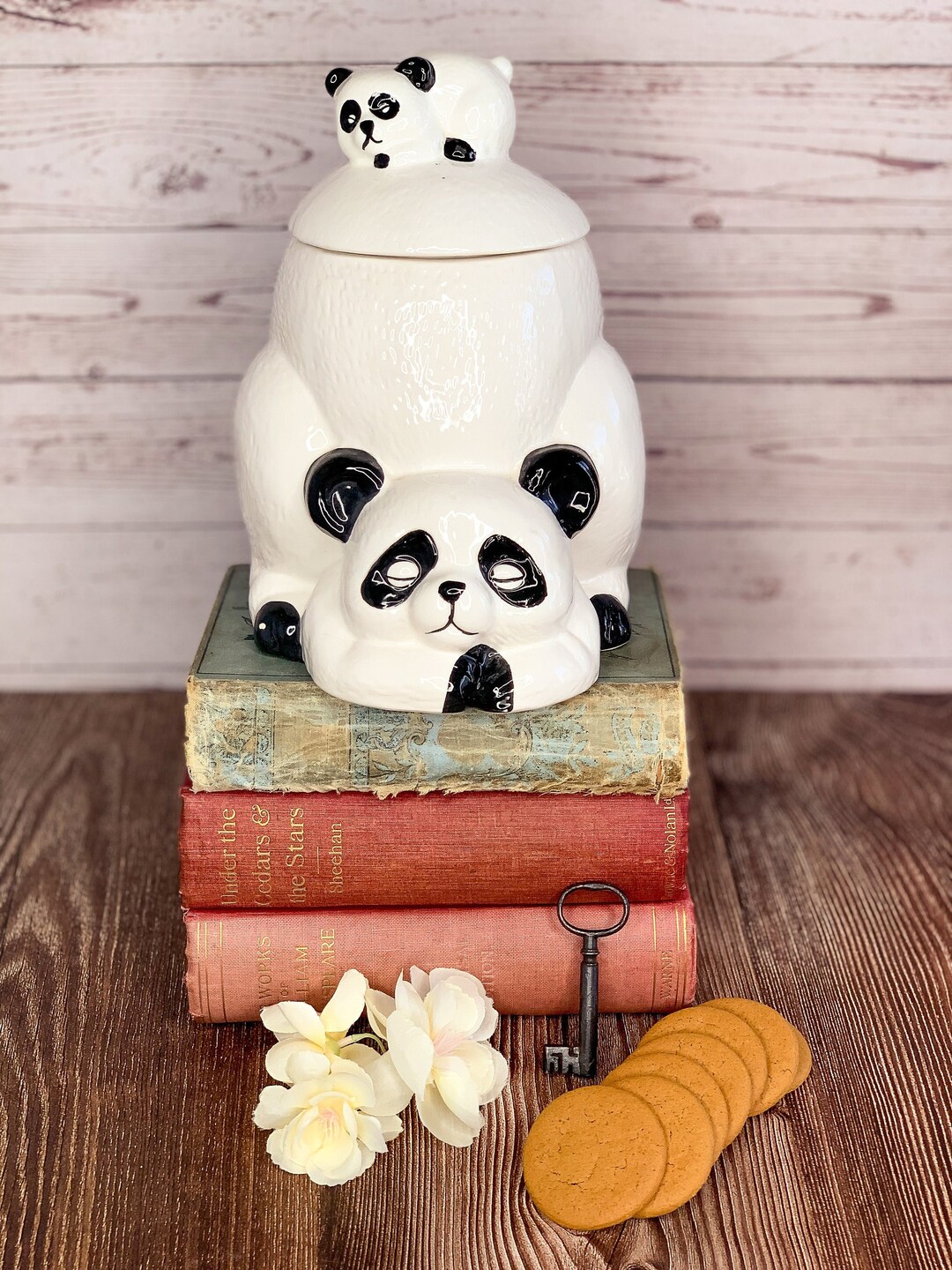 Vintage Panda Cookie Jar Cute Sleeping Panda Mom Momma and Baby Cub ...