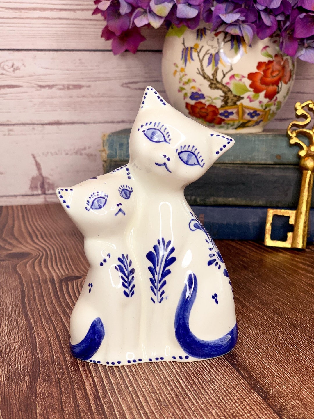 Vintage Delft Holland Cats Figurine Ceramic Cats Delft Pottery Cute ...