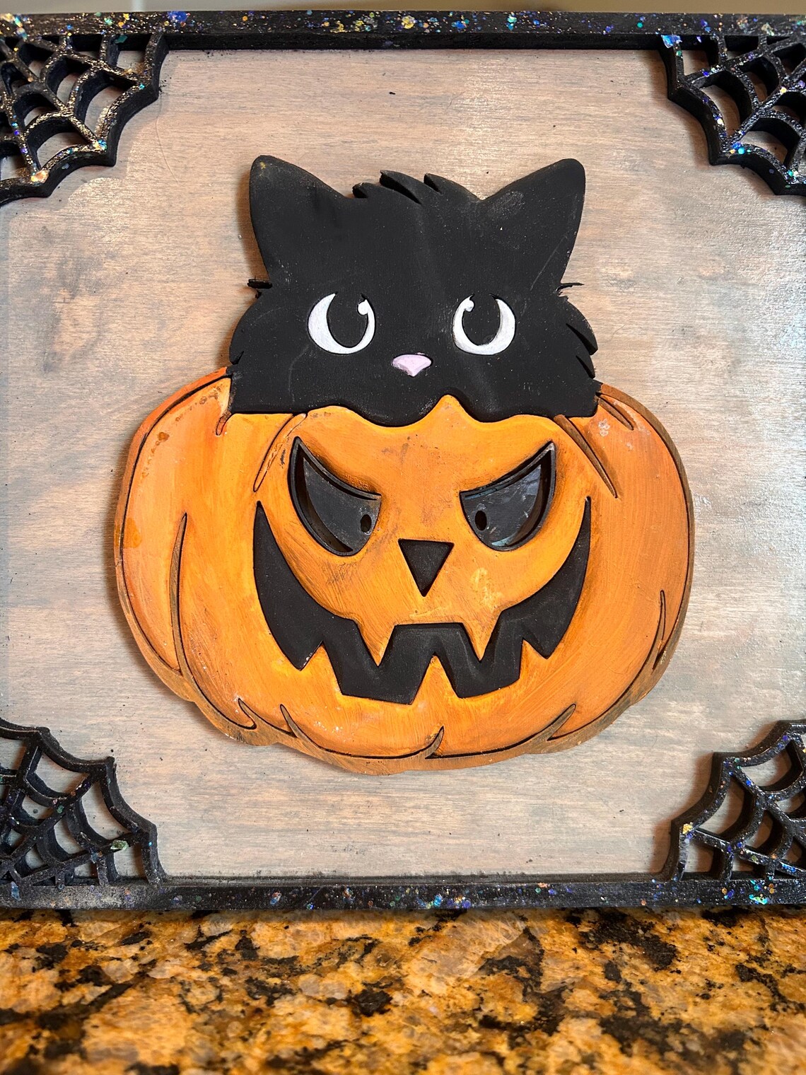 Halloween Cat in Pumpkin Sign: Spooky Fall Decor - Etsy