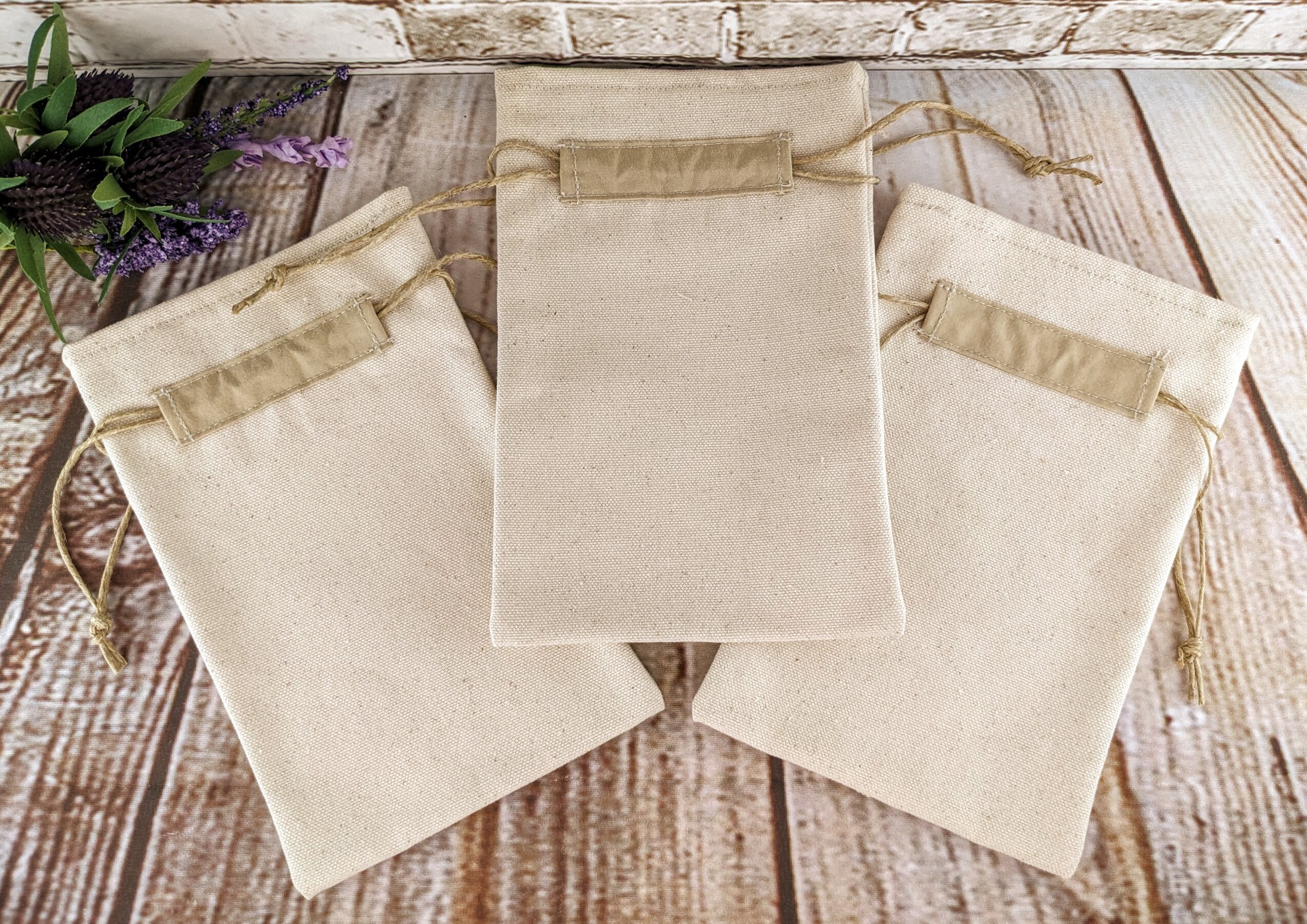 Canvas Drawstring Bags in Black or Beige, Party Favor Bags With Free US ...