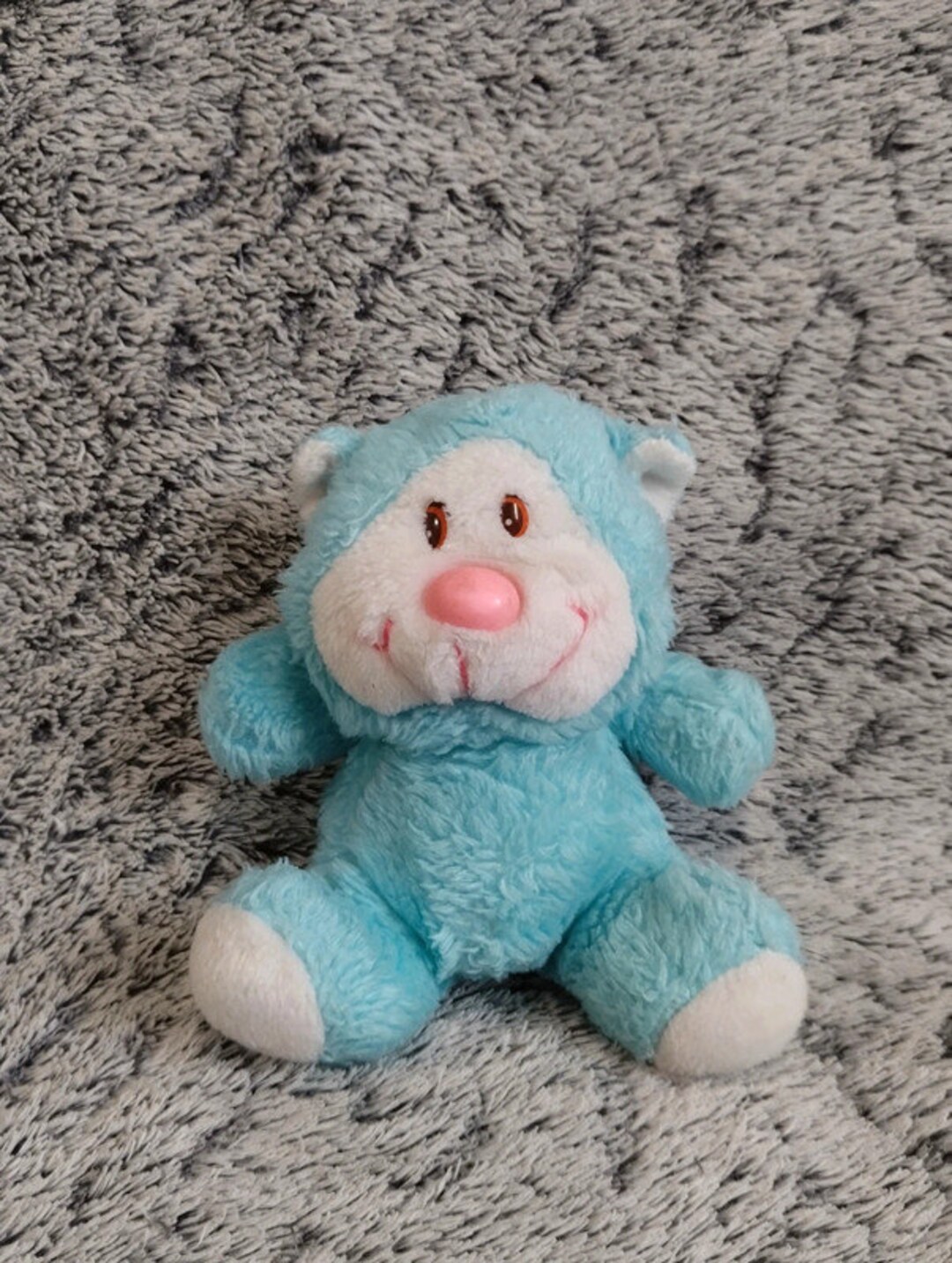 Vintage Blue and White Bear Soft Toy Doudou With a Big Smile - Etsy