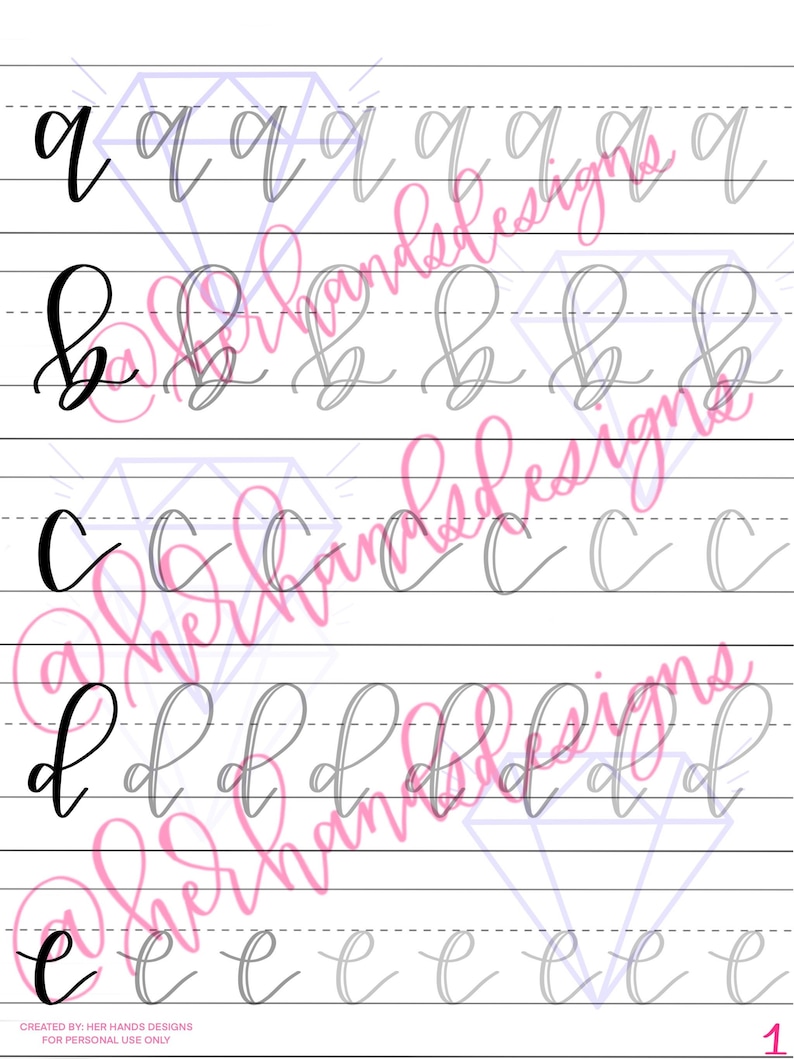 Hand Lettering Alphabet Tracing Worksheets - Instant Download and Print ...