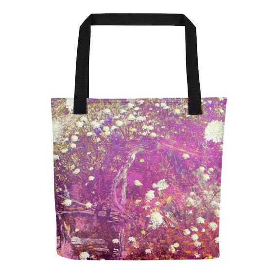 Floral Tote Bag Canvas Bag Floral Flower Pattern Yoga Bag | Etsy