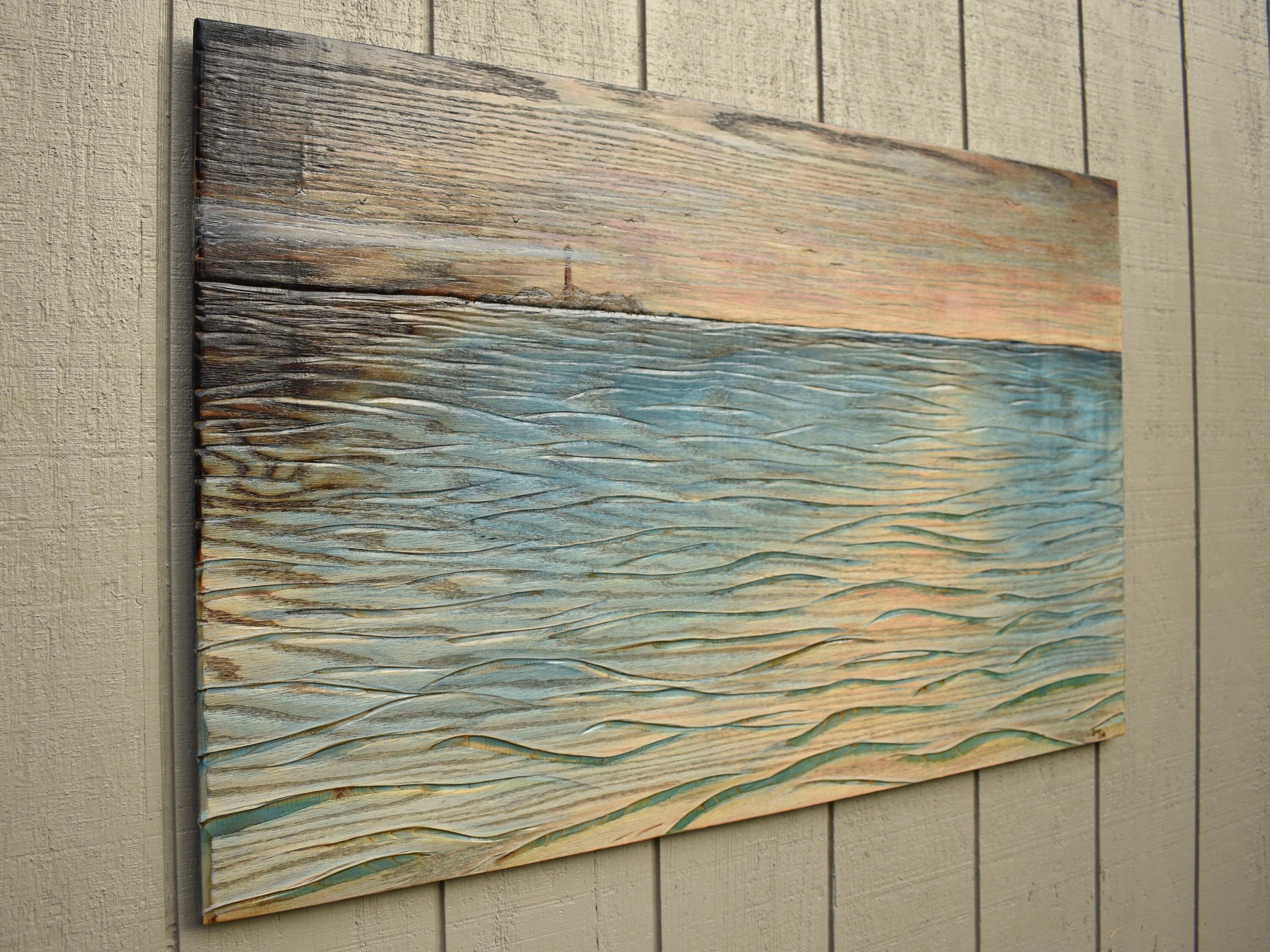 WOOD WALL ART Ocean Art Coastal Wall Art Wood Carving Wall | Etsy
