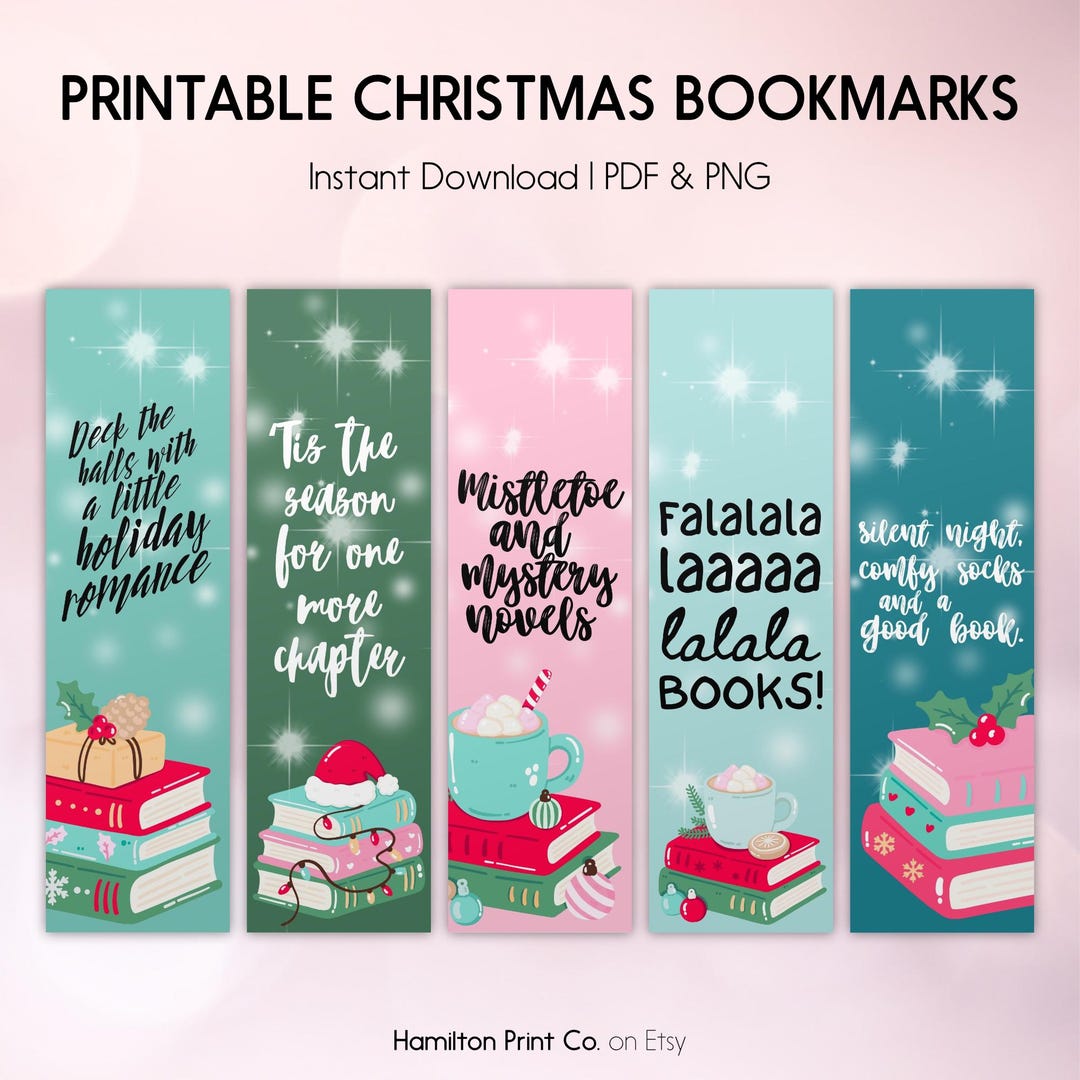 Printable Christmas Bookmarks | Funny Holiday Bookmark Bundle | Booktok ...