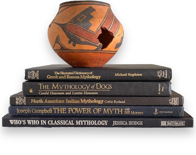 Vintage Mythology Book Collection, Black Book Stack, Greek Roman ...