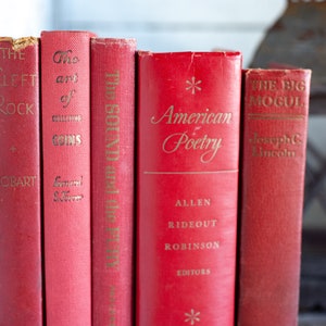 Vintage Red Books, Red Interior Decorations, Shabby Antique Red Book ...