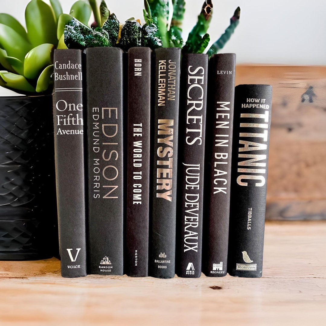 Black & Silver Books Stack: Modern Home Decor Bookshelf Styling - Etsy