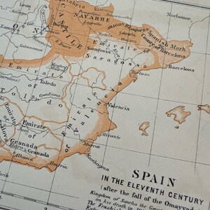Antique 1891 Spain Map, Spanish Map Book Plate Art, Antique Spain Map ...