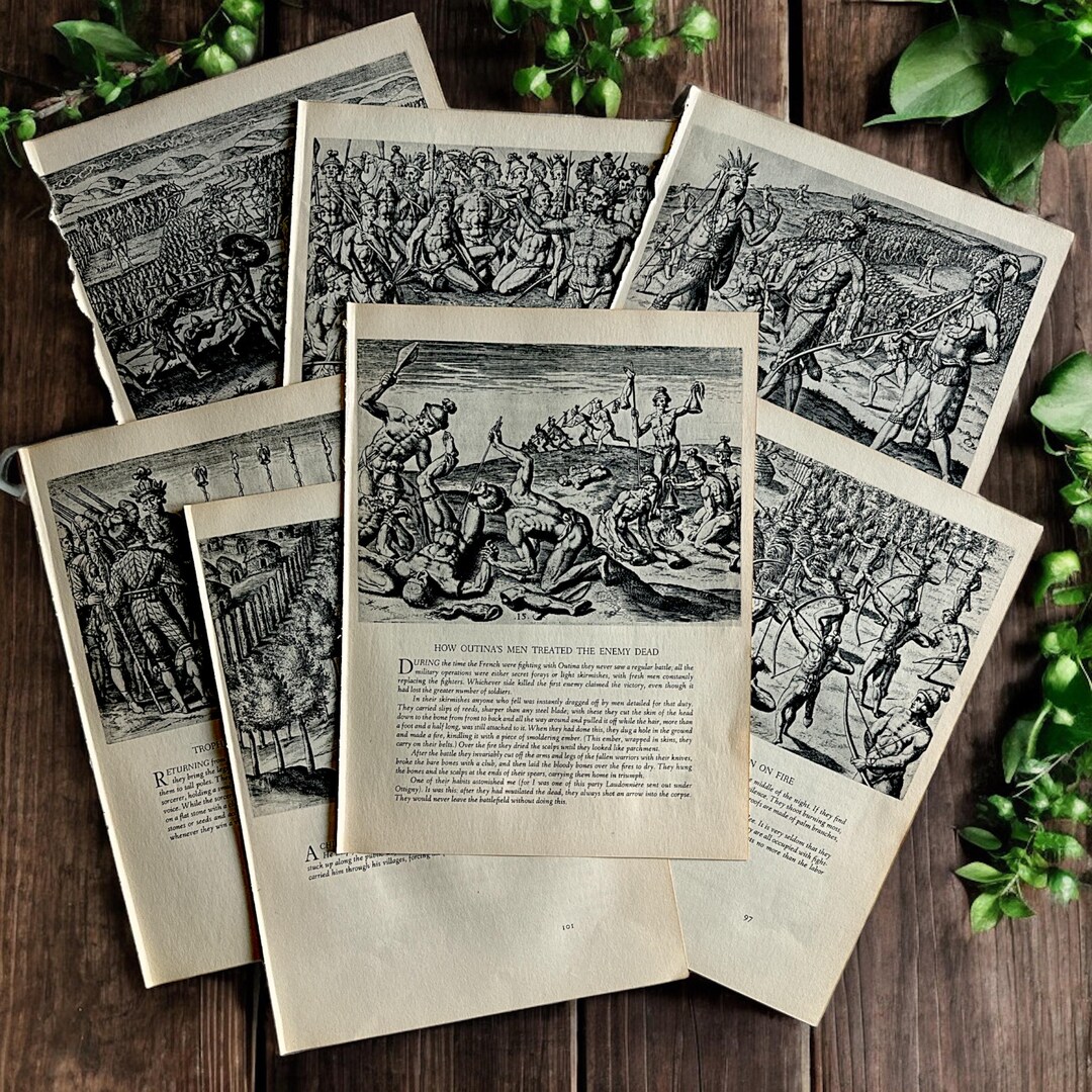 Vintage 1946 Native American Indian Engraving Art, Original Native ...