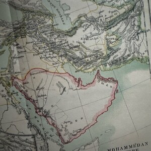 Antique 1891 Mohammedan Empire Map Book Plate Art Illustration, Antique ...