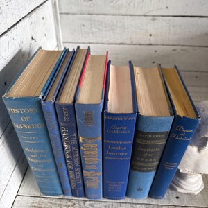 Vintage Blue & Gold Book Set: Decorative Bookshelf Decor, Set of 7 - Etsy