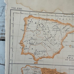 Antique 1891 Spain Map, Spanish Map Book Plate Art, Antique Spain Map ...