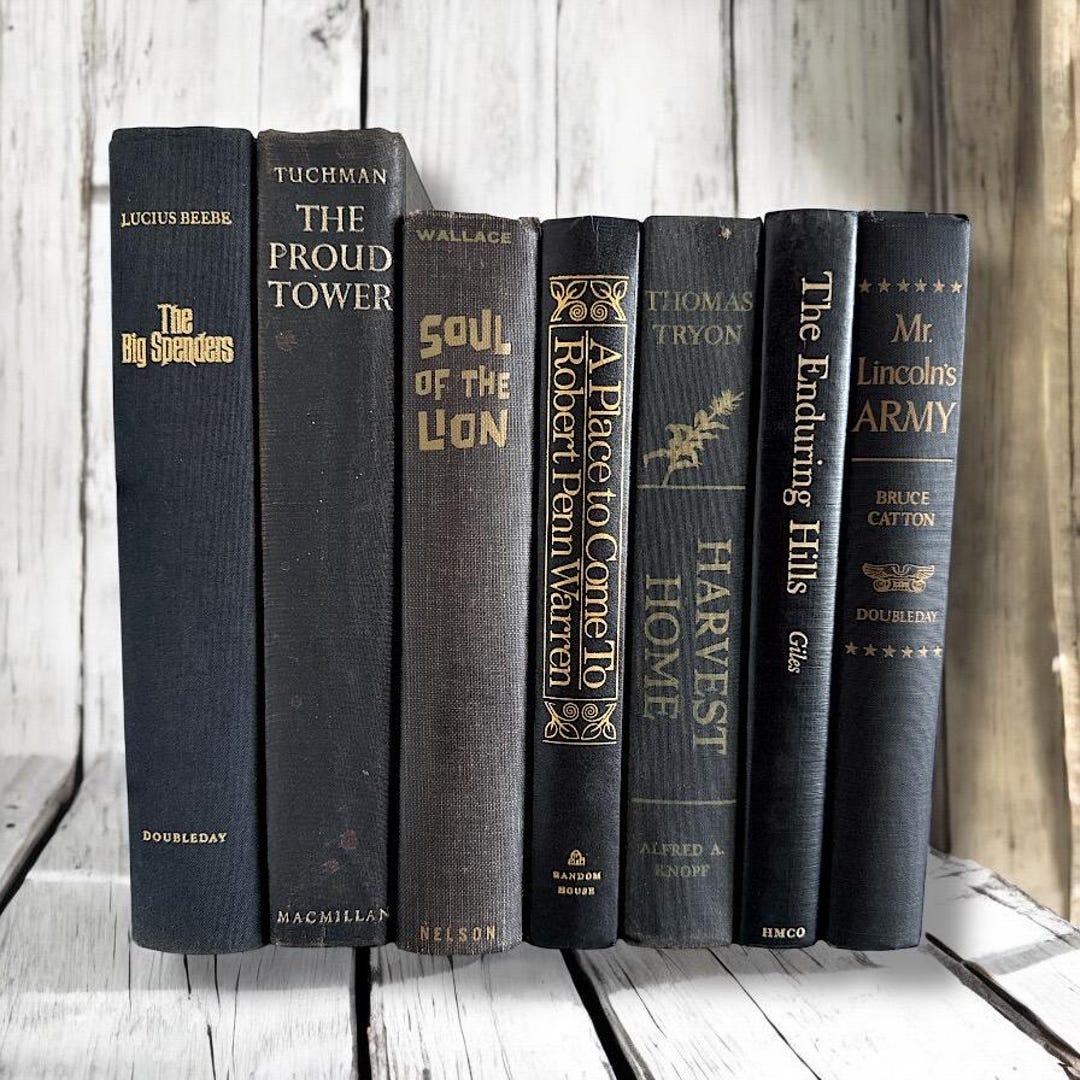 Vintage Black Books Set, Old Black and Gold Books, Shabby Farmhouse ...