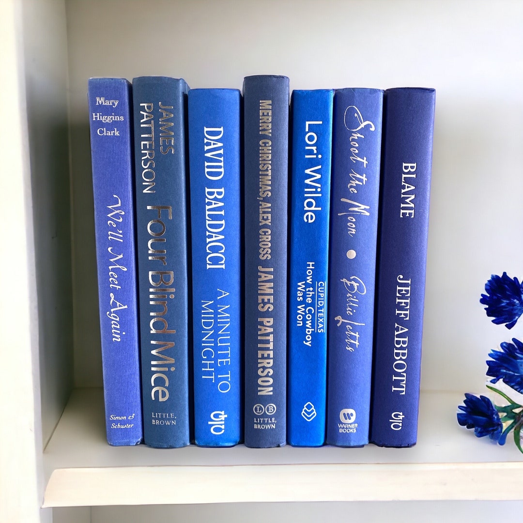 Blue Books Set, Modern Blue Interior Decorator Books, Blue Home Staging ...