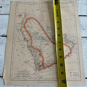 Antique 1891 Arabia Map Book Plate Art Illustration, Antique Arabian ...