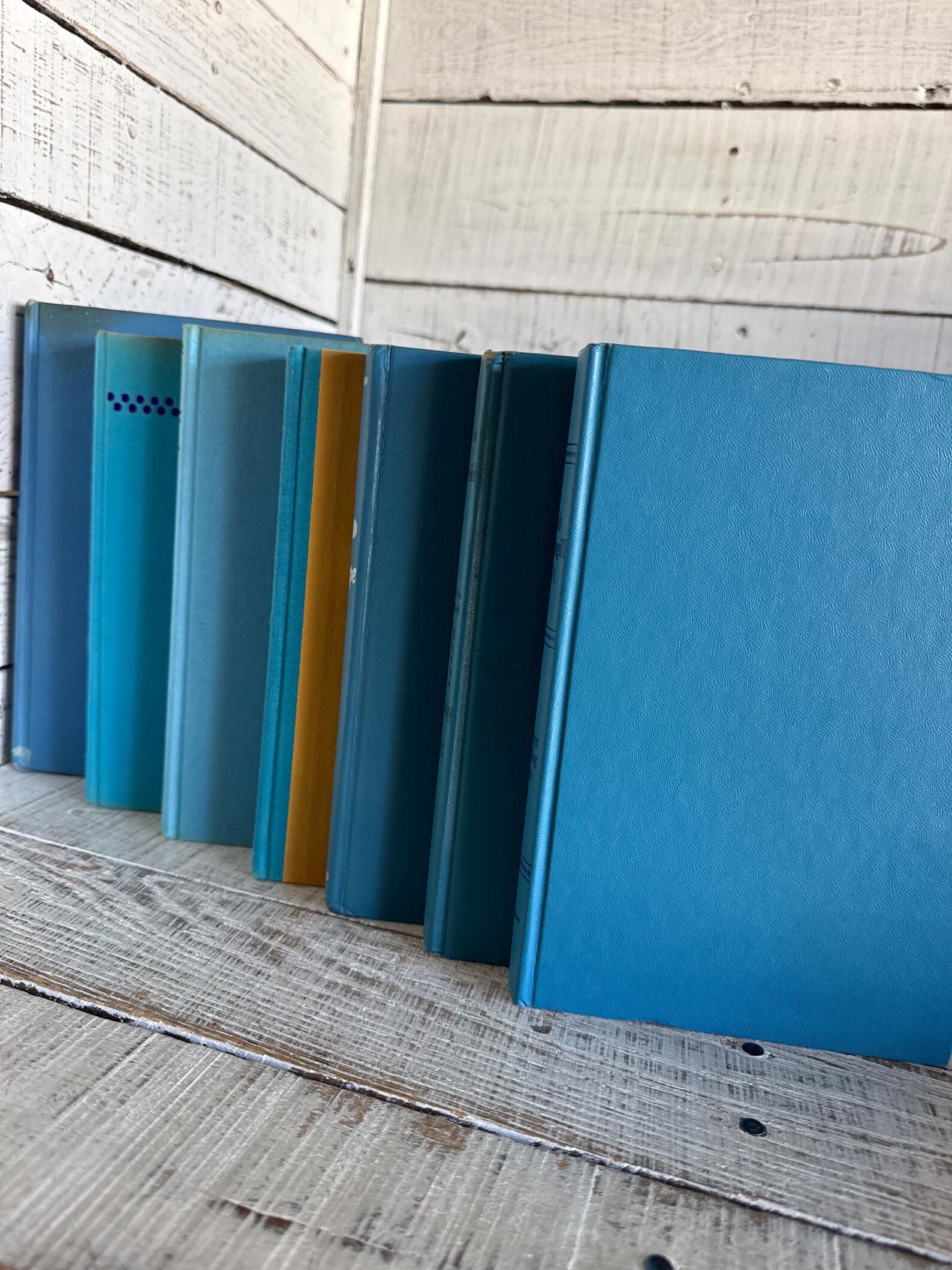Vintage Vibrant Blue Book Stack: Coastal Shelf or Table Decor - Etsy