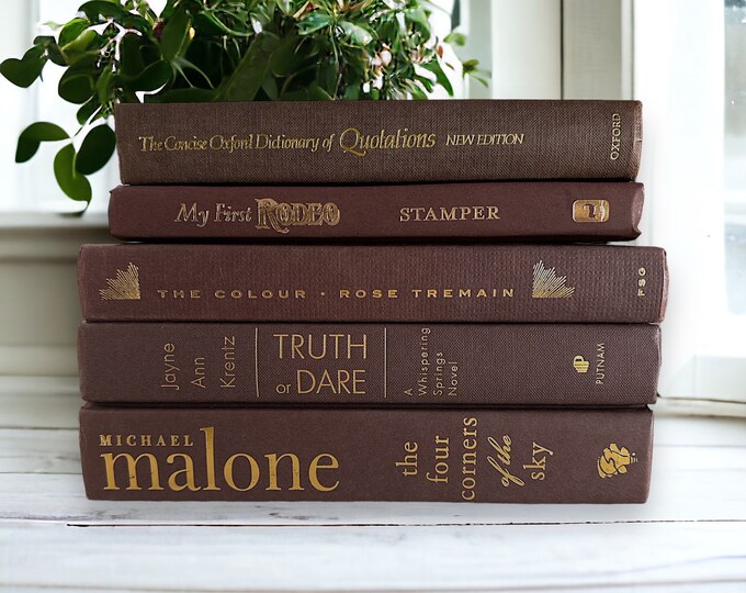 Modern Brown Book Stack for Home Decor Home Staging Books Brown ...