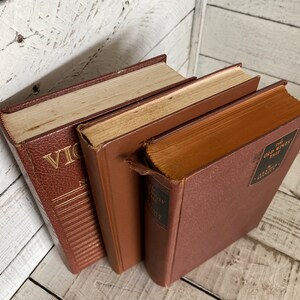 Vintage Brown Book Stack, Brown Interior Decorator Books, Old Brown ...