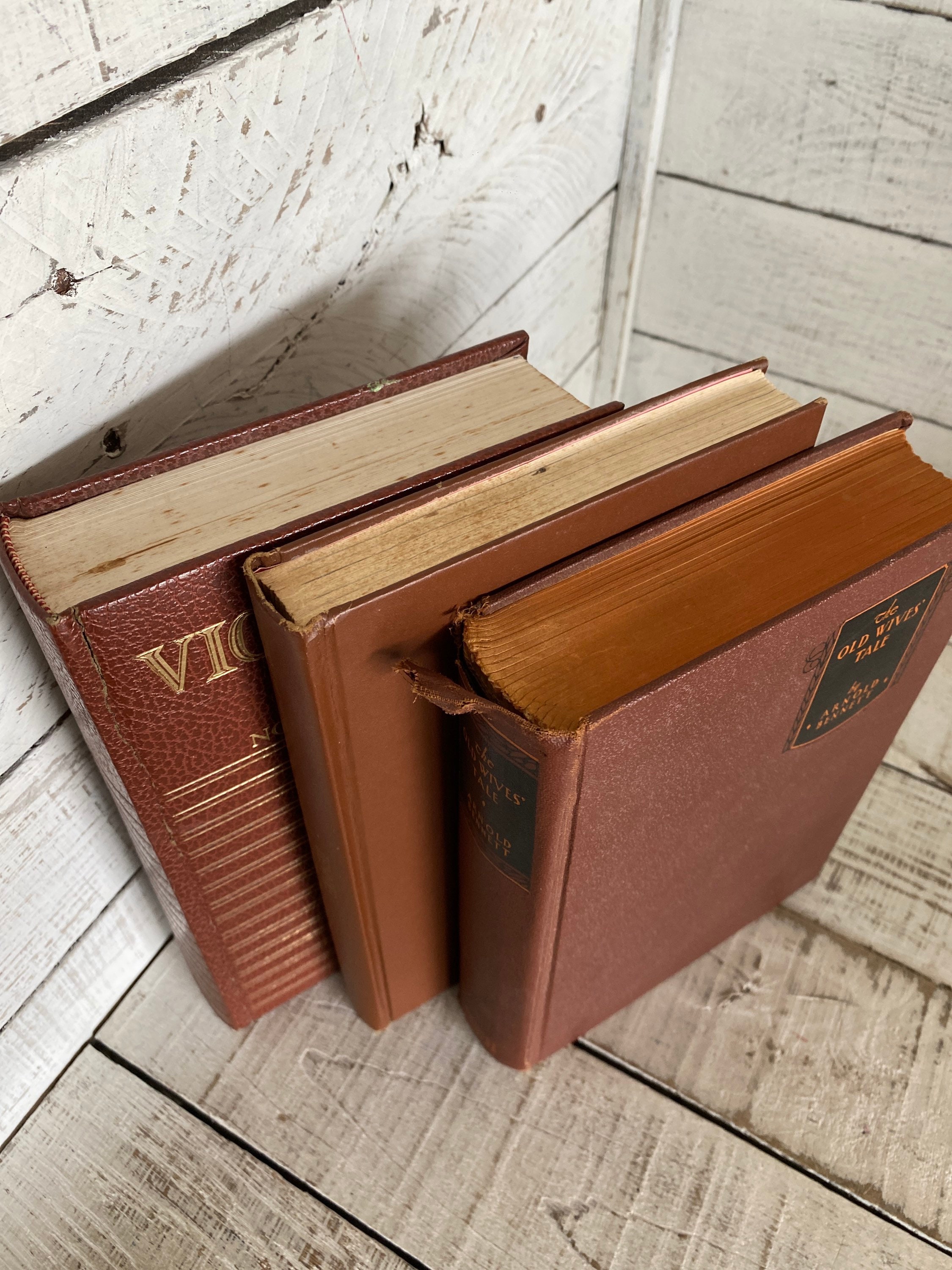 Vintage Brown Book Stack Brown Interior Decorator Books Old - Etsy