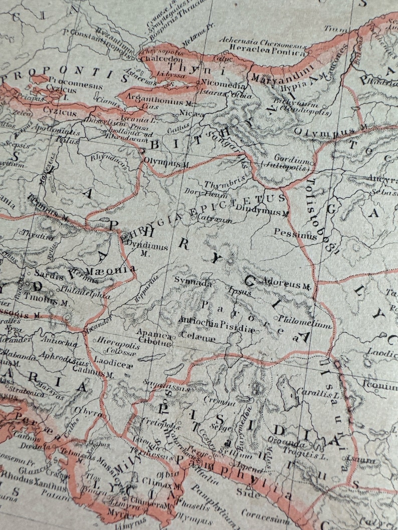 Antique Asia Minor Map: 1891 Lycia, Lydia, Lycaonia Book Plate - Etsy