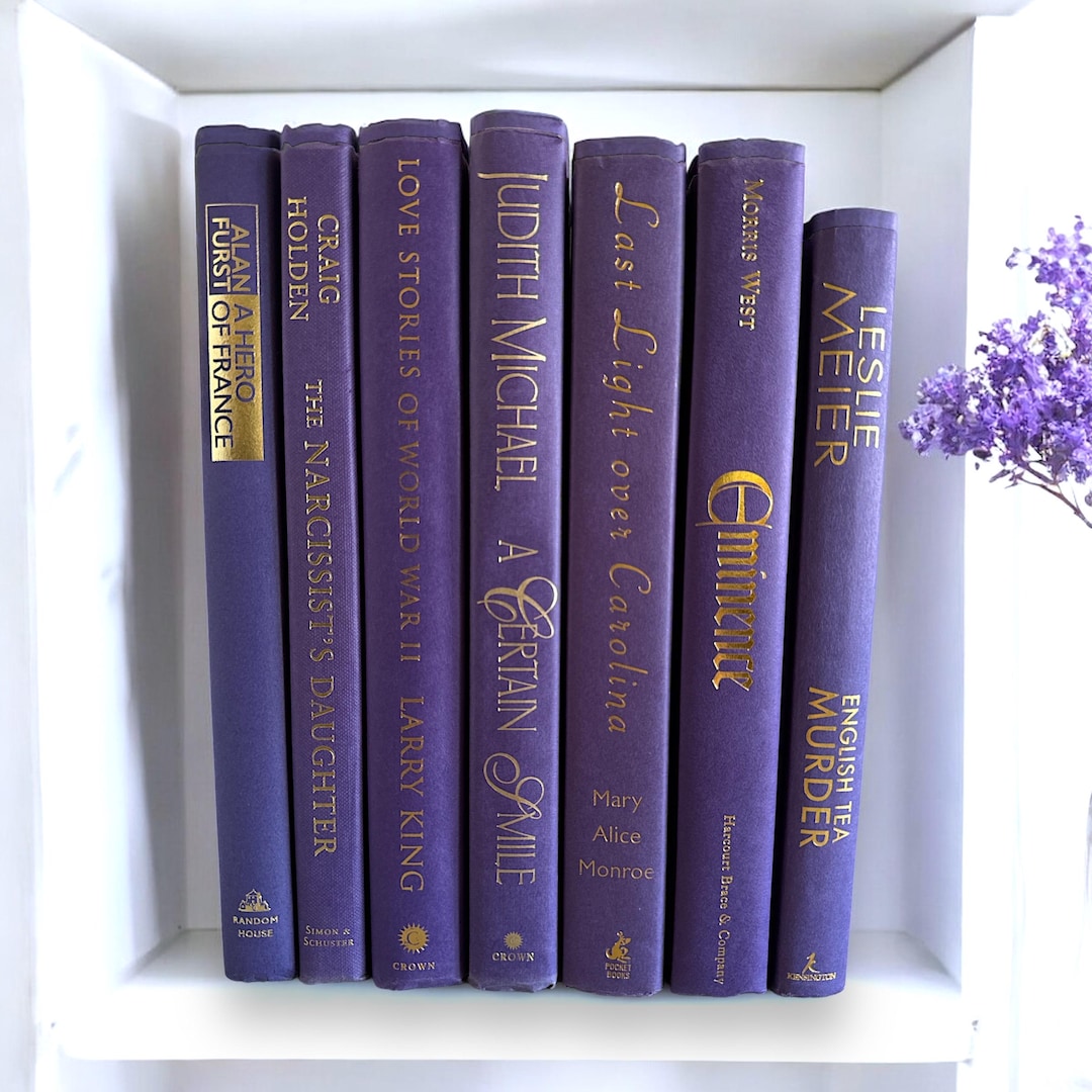 Modern Purple Books by Color, Purple Book Spines, Home Staging Purple ...
